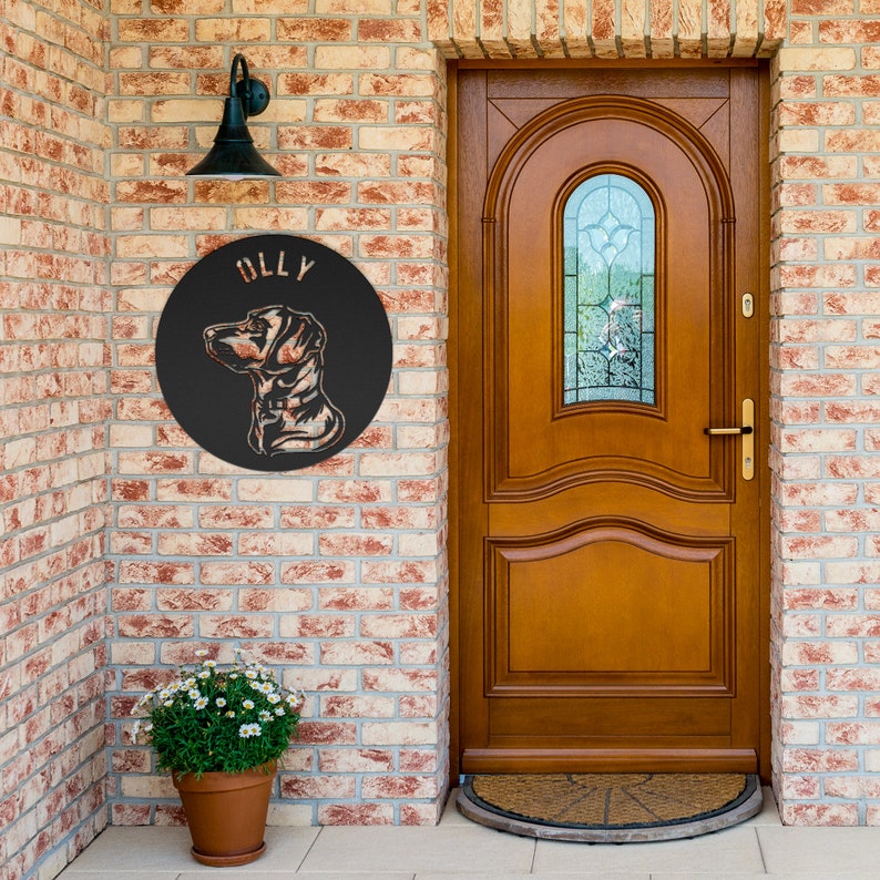 Metal Dog Sign, Custom Metal Sign, Personalized Sign, Front Door Sign ...