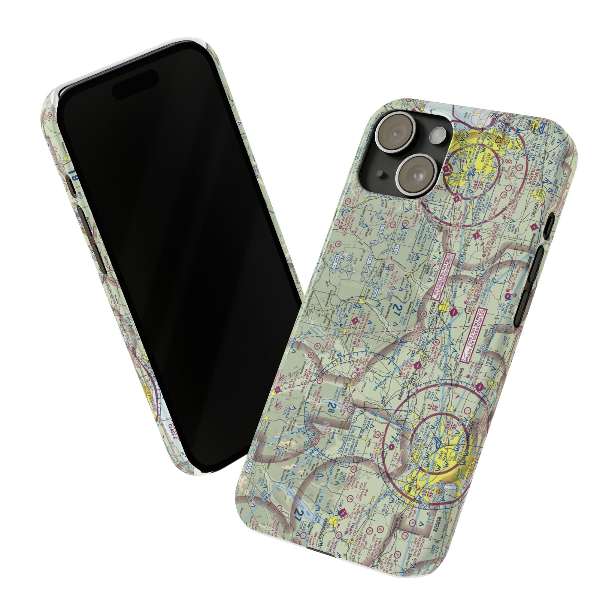 Custom Aviation VFR Sectional Chart on Slim Phone Cases for iPhone 14 ...