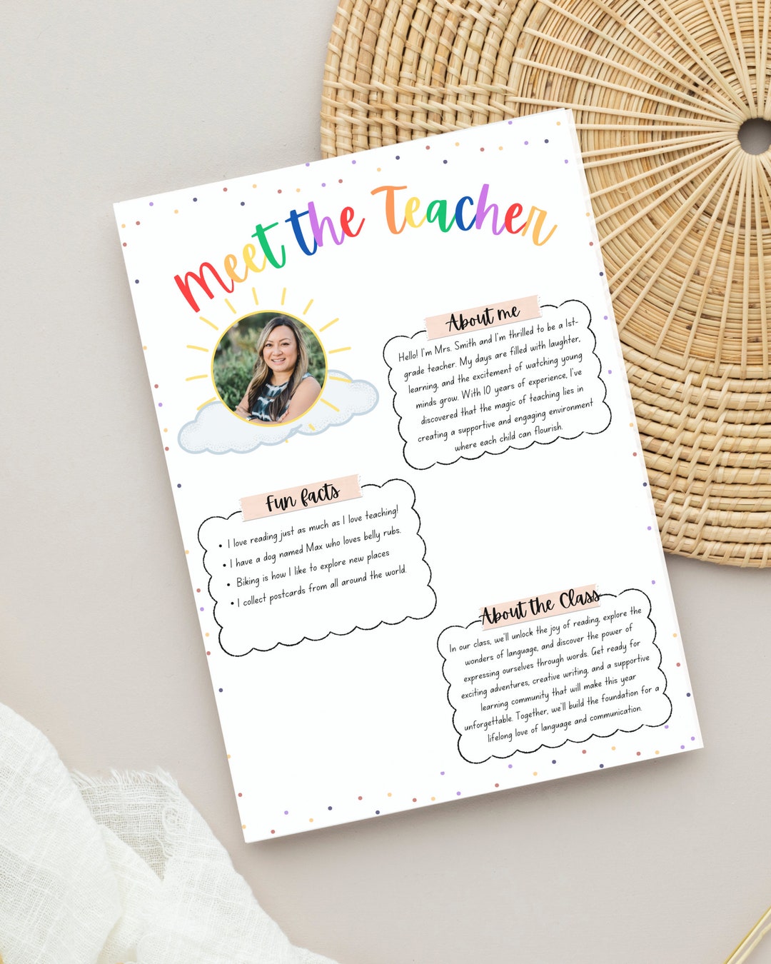 Meet the Teacher Classroom Printable Template, Meet the Teacher Letter ...