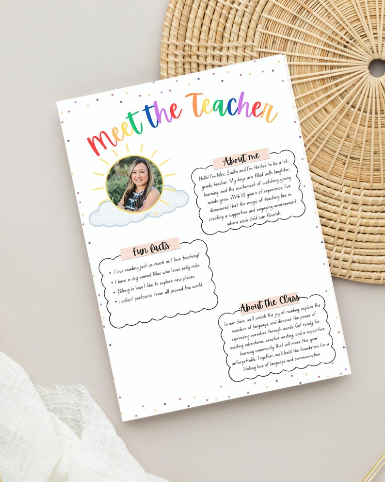 Meet the Teacher Classroom Printable Template, Meet the Teacher Letter ...