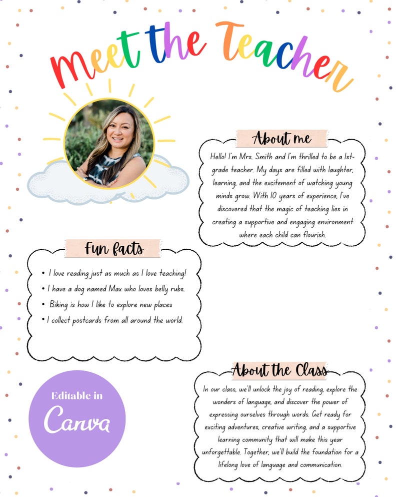 Meet the Teacher Classroom Printable Template, Meet the Teacher Letter ...