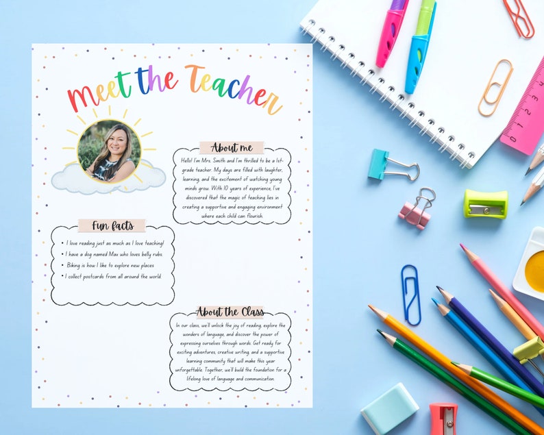 Meet the Teacher Classroom Printable Template, Meet the Teacher Letter ...