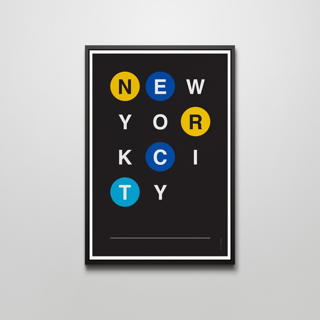NYC Subway Typography Wall Art Poster Print 01 - Etsy