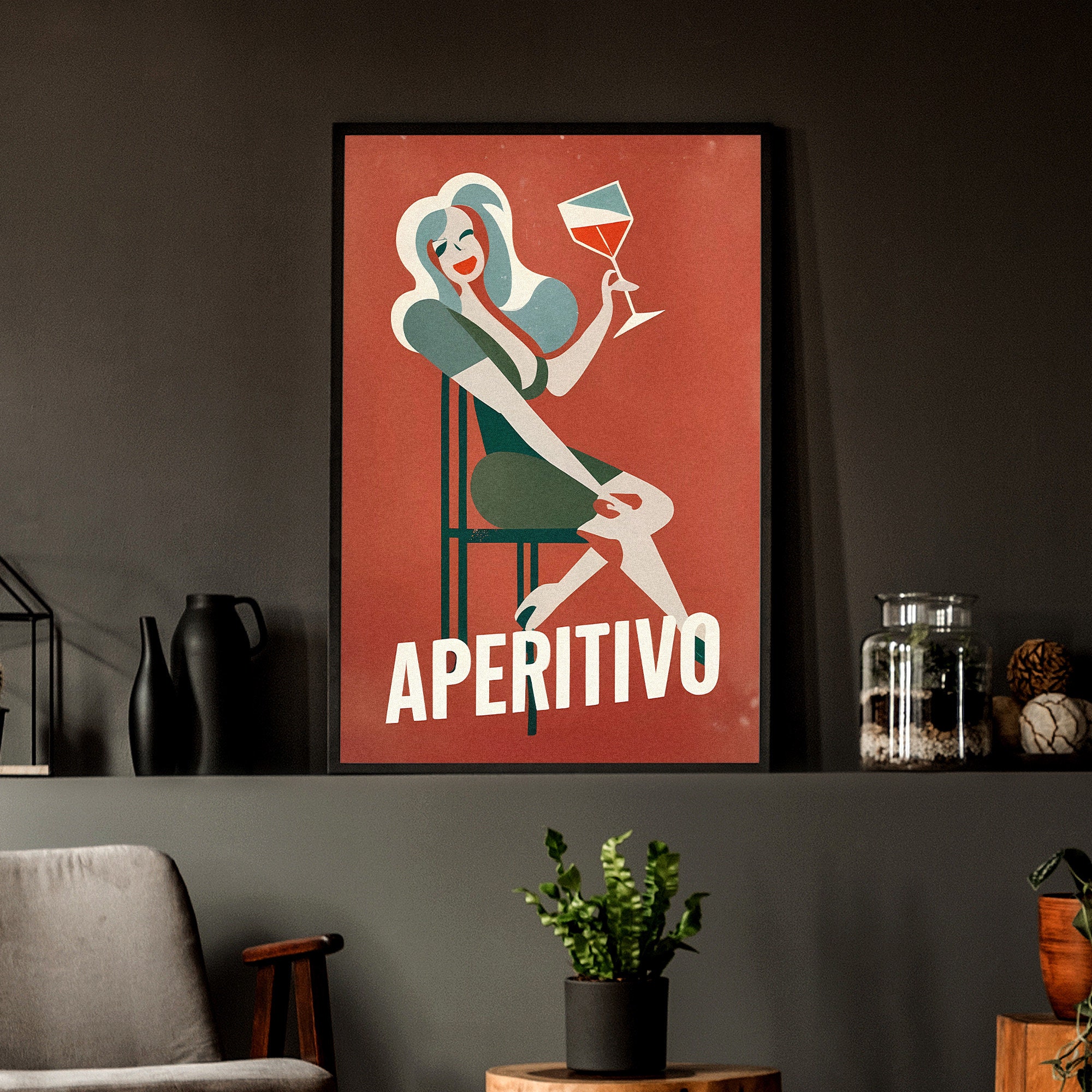 Aperitivo - Vintage Italian Poster, Kitchen, Dining Room, Instant ...