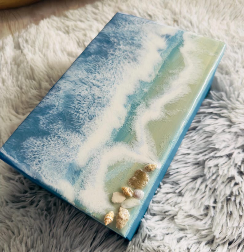 Vintage Nautical Jewelry Box, Coastal Epoxy Resin Ocean Art - Etsy