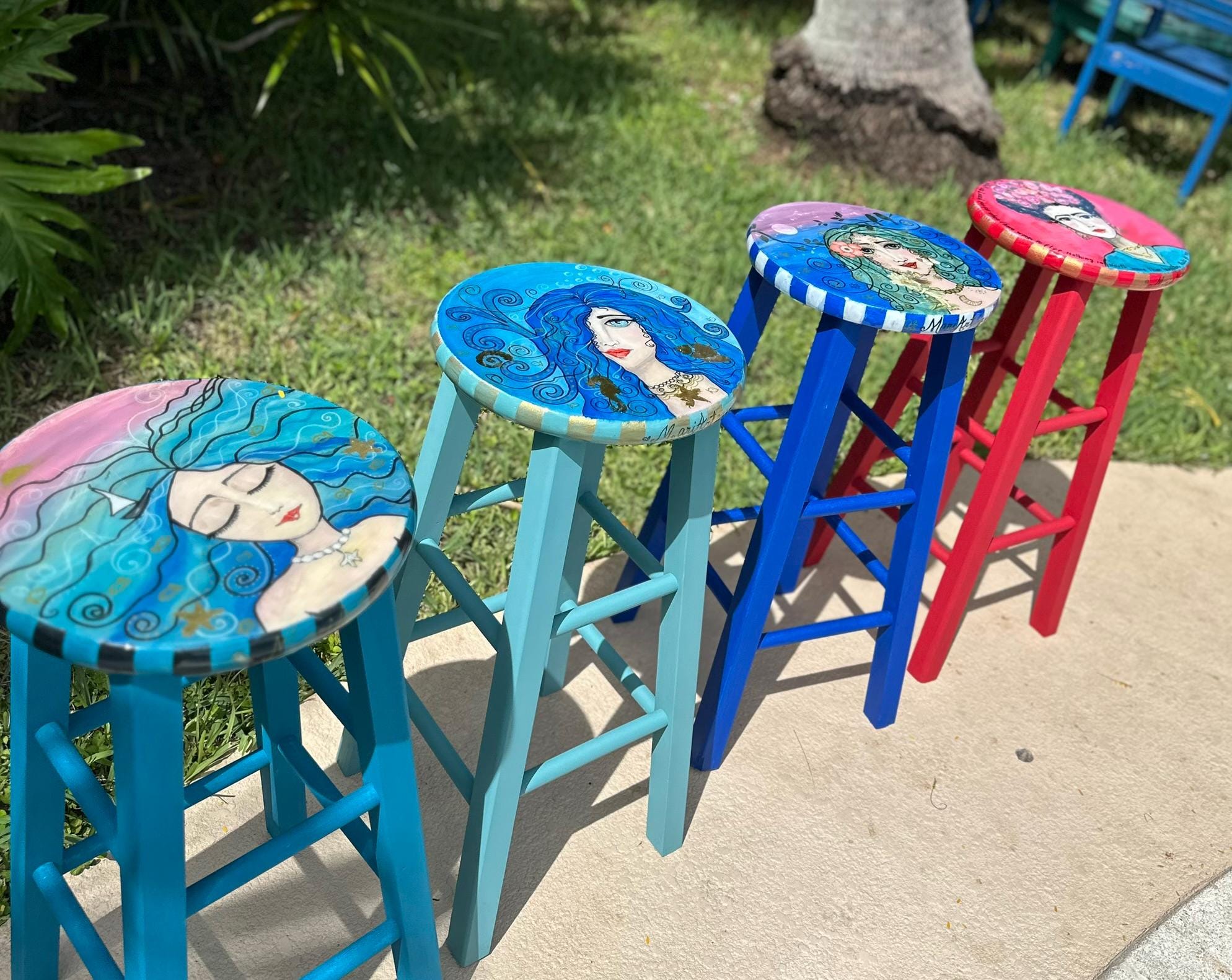 Barstools / Art Barstools/ Vintage Refurbished Stools/upcycle Bar ...