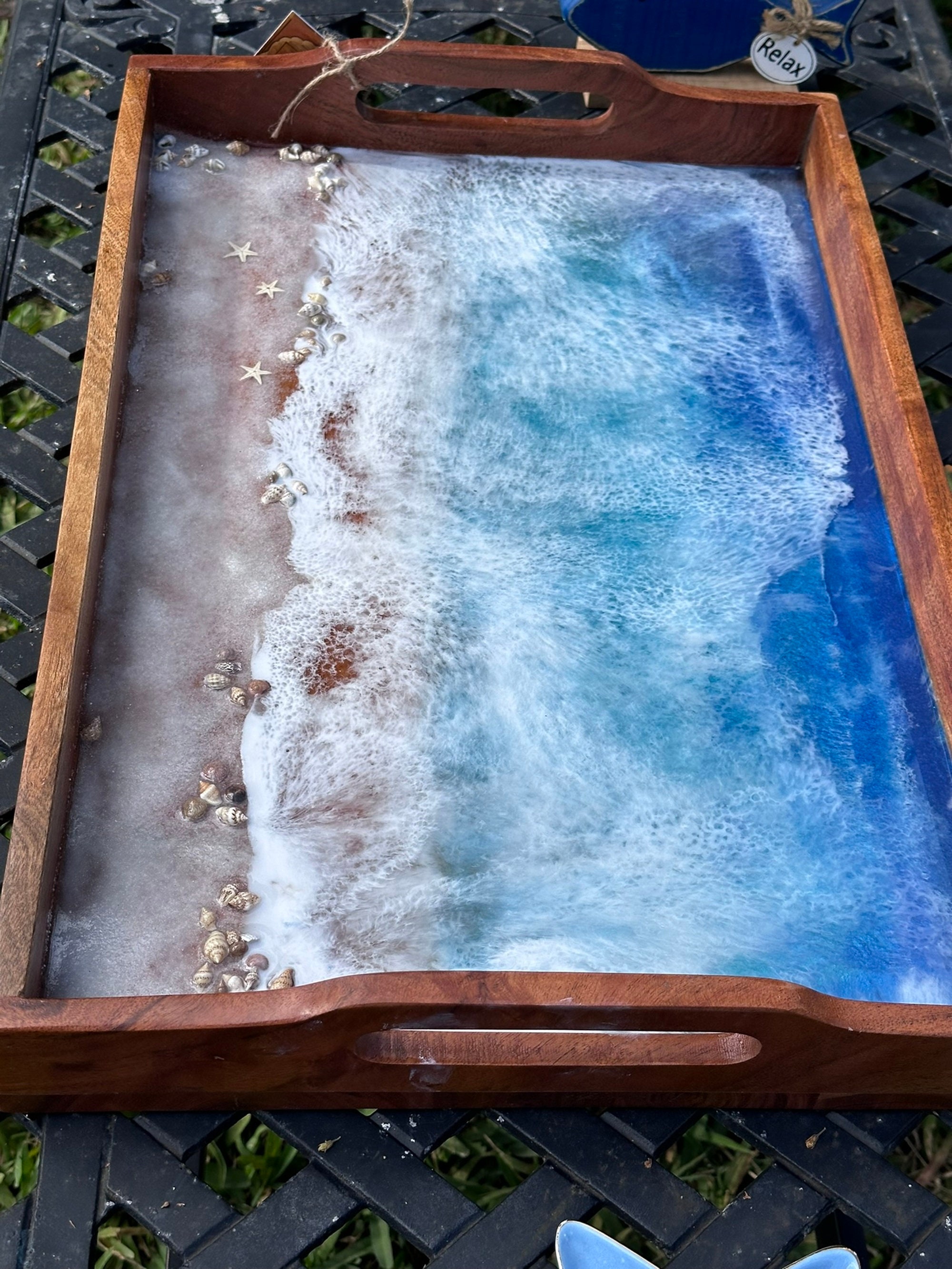 Epoxy Tray/ Epoxy Ocean Waves Tray/ Serving Tray/ Center Piece Epoxy ...