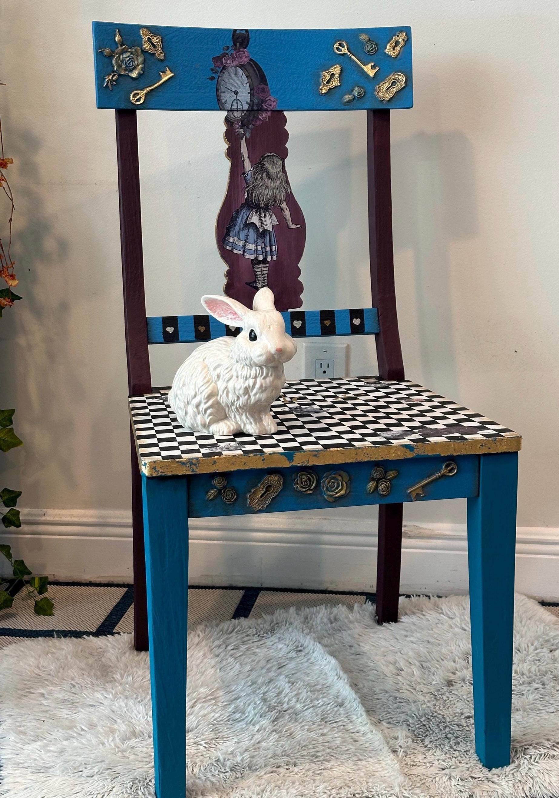 New***alice in Wonderland Chair and Clock/ Whimsical Chair/centerpiece ...