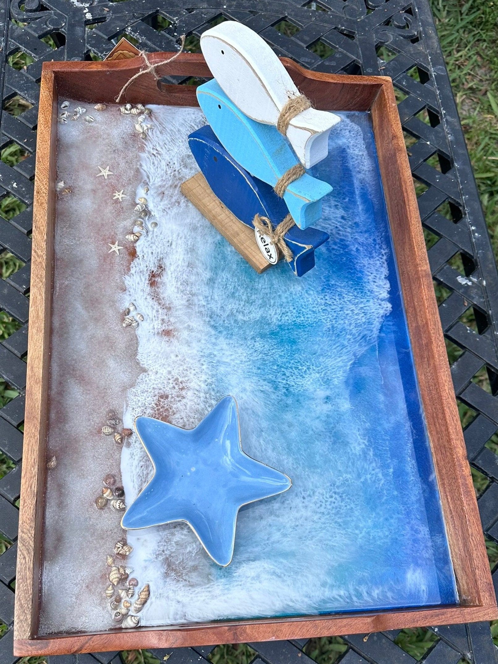 Epoxy Tray/ Epoxy Ocean Waves Tray/ Serving Tray/ Center Piece Epoxy ...