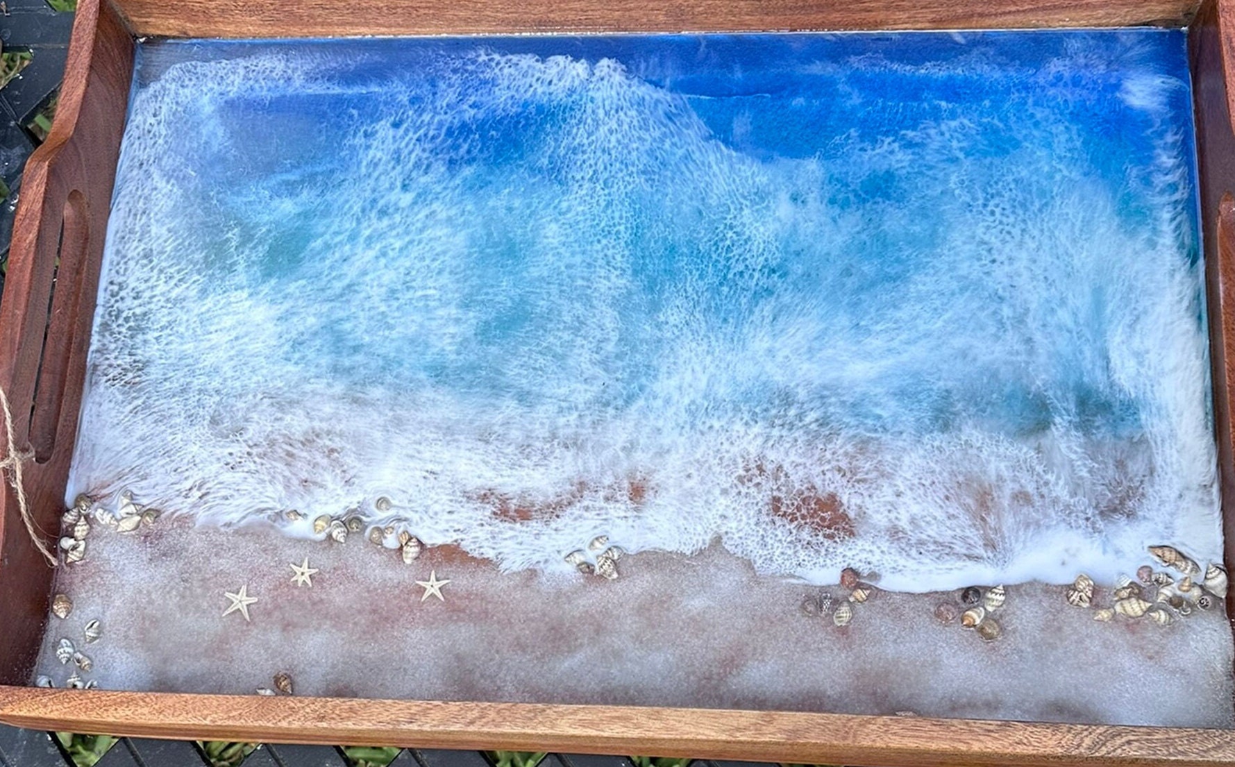 Epoxy Tray/ Epoxy Ocean Waves Tray/ Serving Tray/ Center Piece Epoxy ...