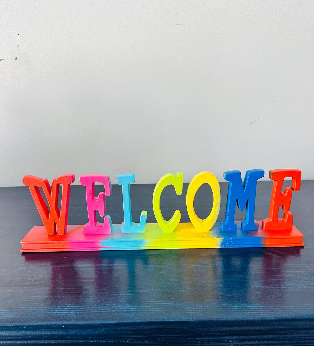 Hand-painted Rainbow Welcome Sign: Colorful Home Decor - Etsy