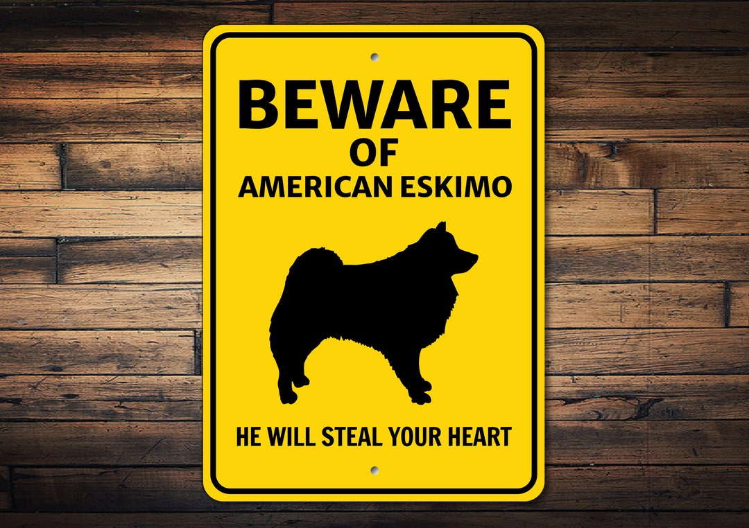 American Eskimo Dog Sign, Beware Dog Sign, Eskimo Home Decor ...