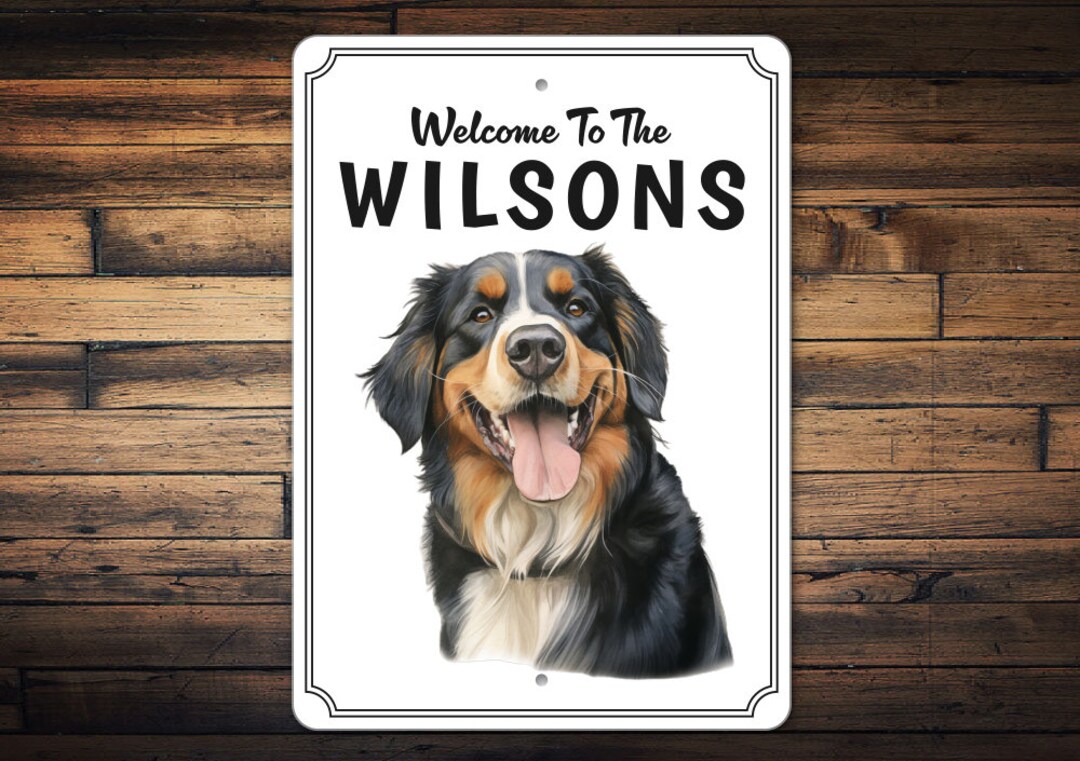 Bernese Mountain Dog Sign | Mountain Dog Welcome Sign | Customizable ...