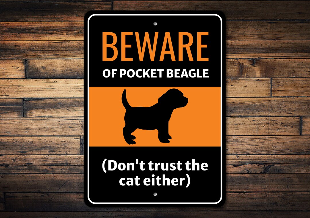 Beware of Pocket Beagle Sign, Pocket Beagle Gift, Pocket Beagle Decor ...