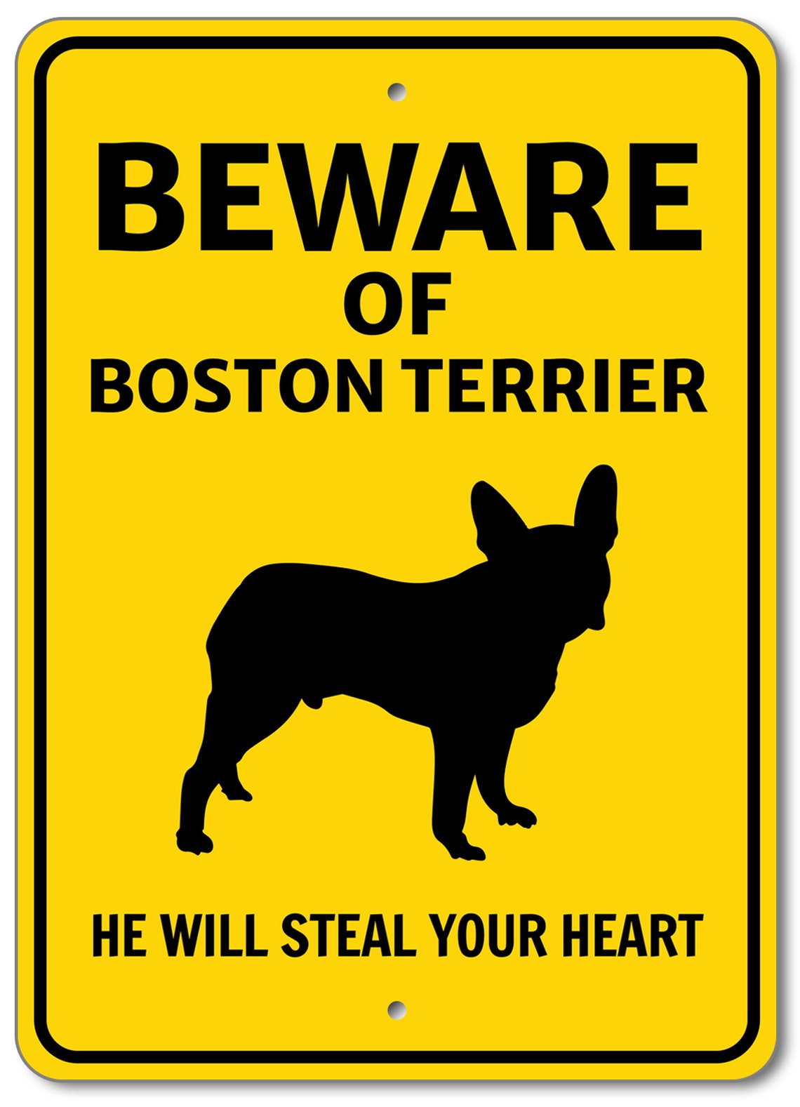 Boston Terrier Sign, Beware Dog Sign, Boston Terrier Gift, Dog Breed ...