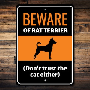 Beware of Rat Terrier Sign, Rat Terrier Gift, Rat Terrier Decor, Dog ...