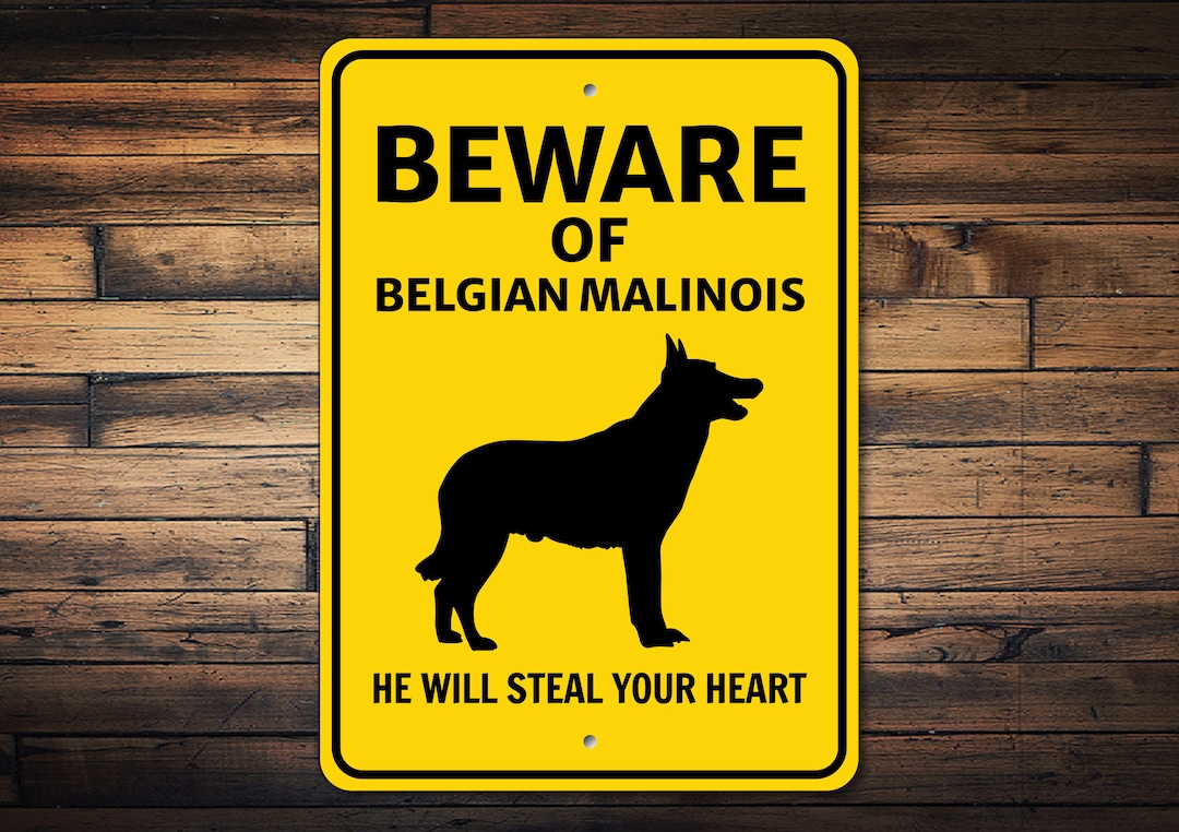 Belgian Malinois Sign, Beware Dog Sign, Shepherd Decor, Belgian ...