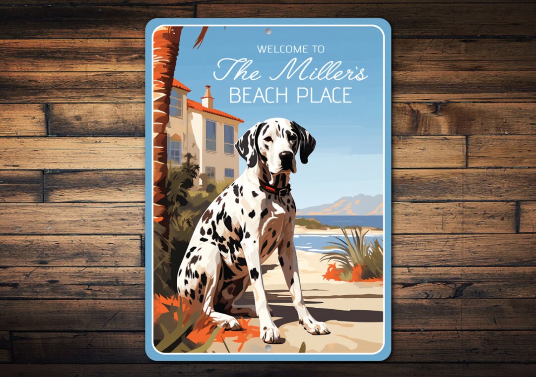Dalmatian Beach Sign, Dalmatian Beach Gift, Beach Dalmatian Sign ...
