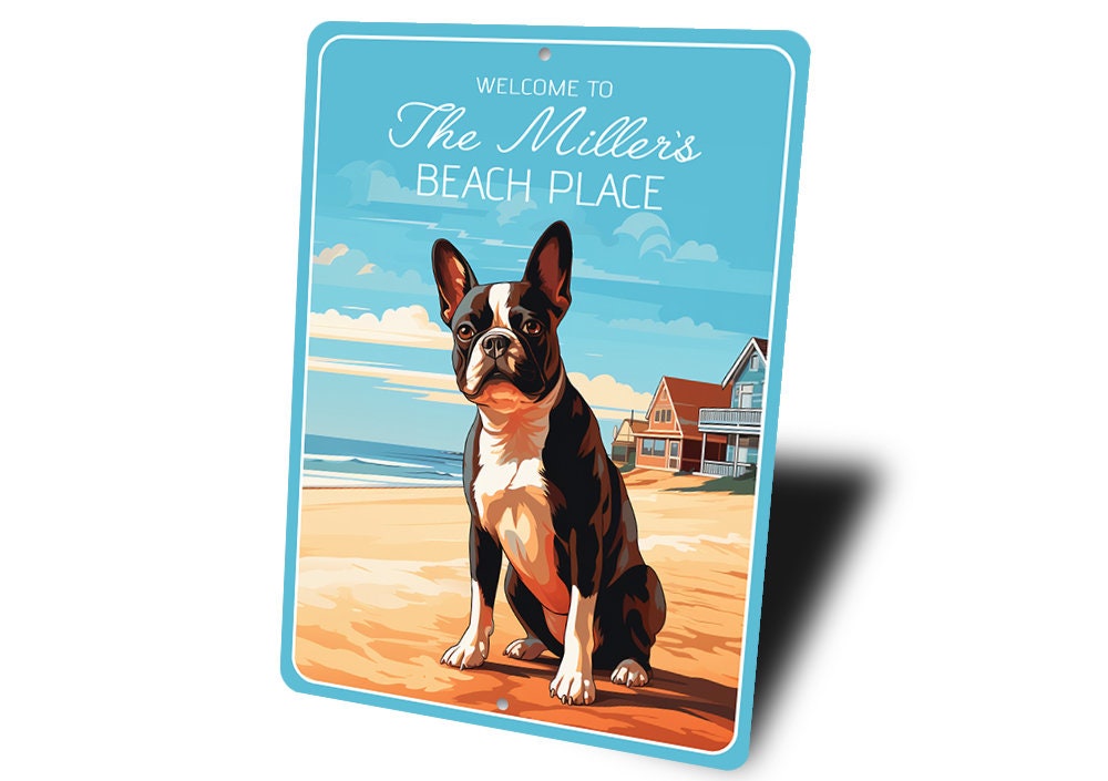 Boston Terrier Beach Sign, Boston Terrier Beach Gift, Beach Dog Sign ...