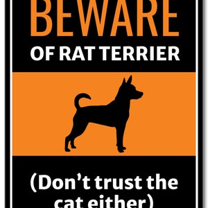 Beware of Rat Terrier Sign, Rat Terrier Gift, Rat Terrier Decor, Dog ...