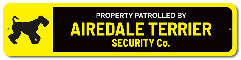 Airedale Terrier Sign, Dog Security Sign, Airedale Gift, Guard Dog Sign ...