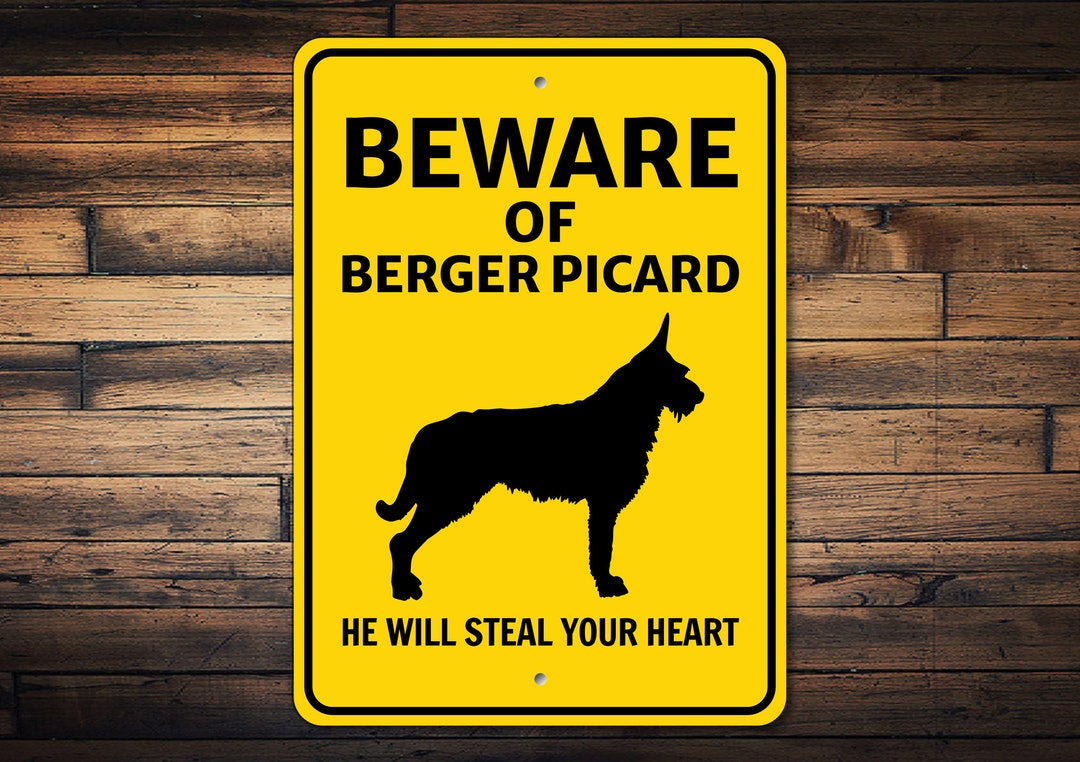 Berger Picard Sign, Beware Dog Sign, Picard Decor, Berger Picard Gift ...