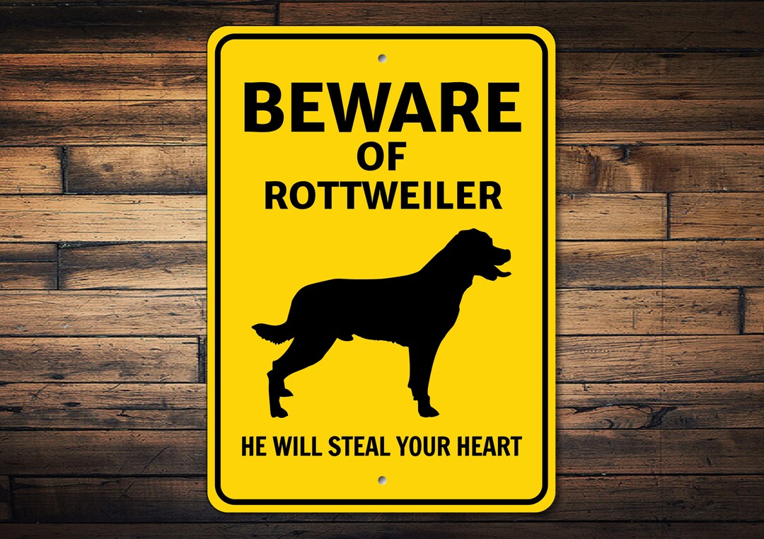 Beware of Rottweiler Dog Sign, Dog Breed Sign, Rottweiler Gift, Dog ...
