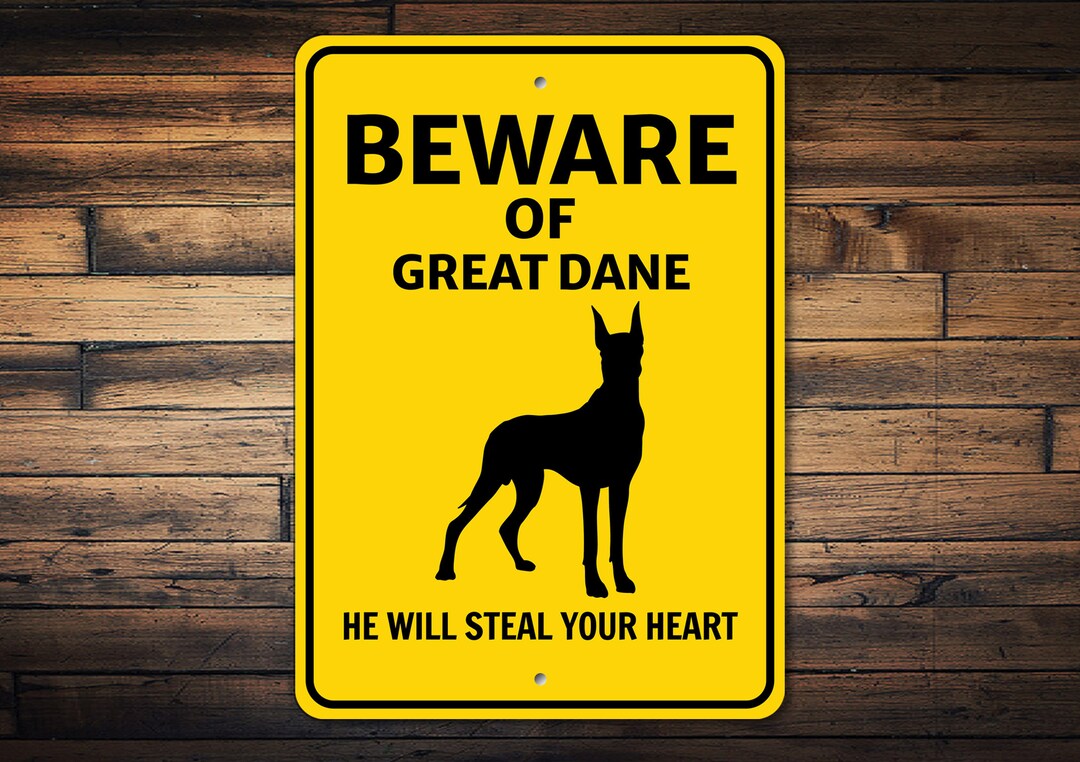Great Dane Sign, Beware Dog Sign, Dog Silhouette Sign, Great Dane Gift ...