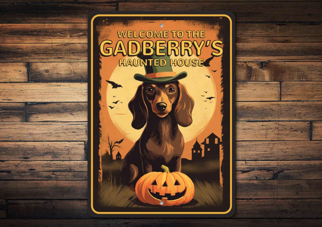 Dachshund Haunted House Sign, Halloween Dachshund Decor, Dachshund ...