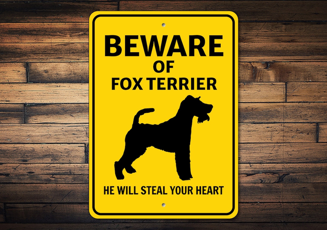 Fox Terrier Sign, Beware Dog Sign, Dog Silhouette Sign, Fox Terrier ...