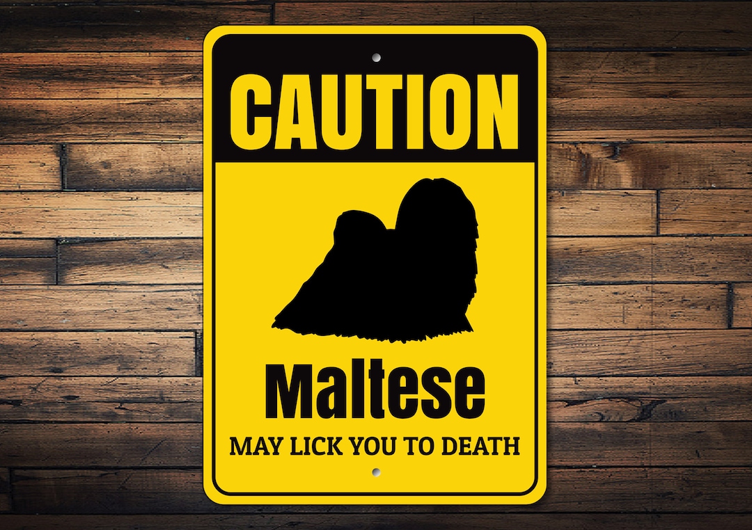 Maltese Sign, Caution Dog Sign, Dog Warning Sign, Maltese Dog Gift ...