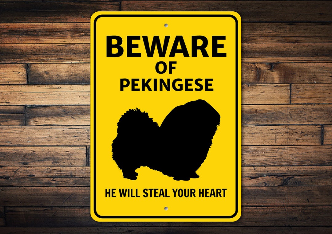 Beware of Pekingese Dog Sign, Dog Silhouette Sign, Pekingese Gift, Dog ...