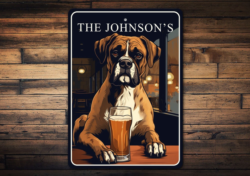 Boxer Dog Sign, Boxer Dog Gift, Boxer Owner Sign, Boxer Bar Gift, Boxer ...