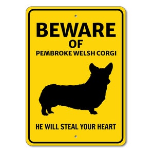 Pembroke Welsh Corgi Sign, Beware Dog Sign, Dog Breed Sign, Welsh Corgi ...