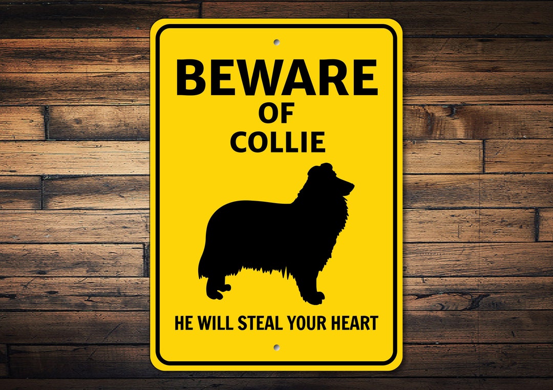 Collie Dog Breed Sign, Beware Dog Sign, Dog Silhouette Sign, Collie ...