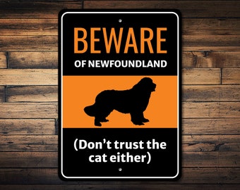 Newfoundland Dog Sign, Caution Dog Sign, Newfoundland Lover, Dog Breed ...