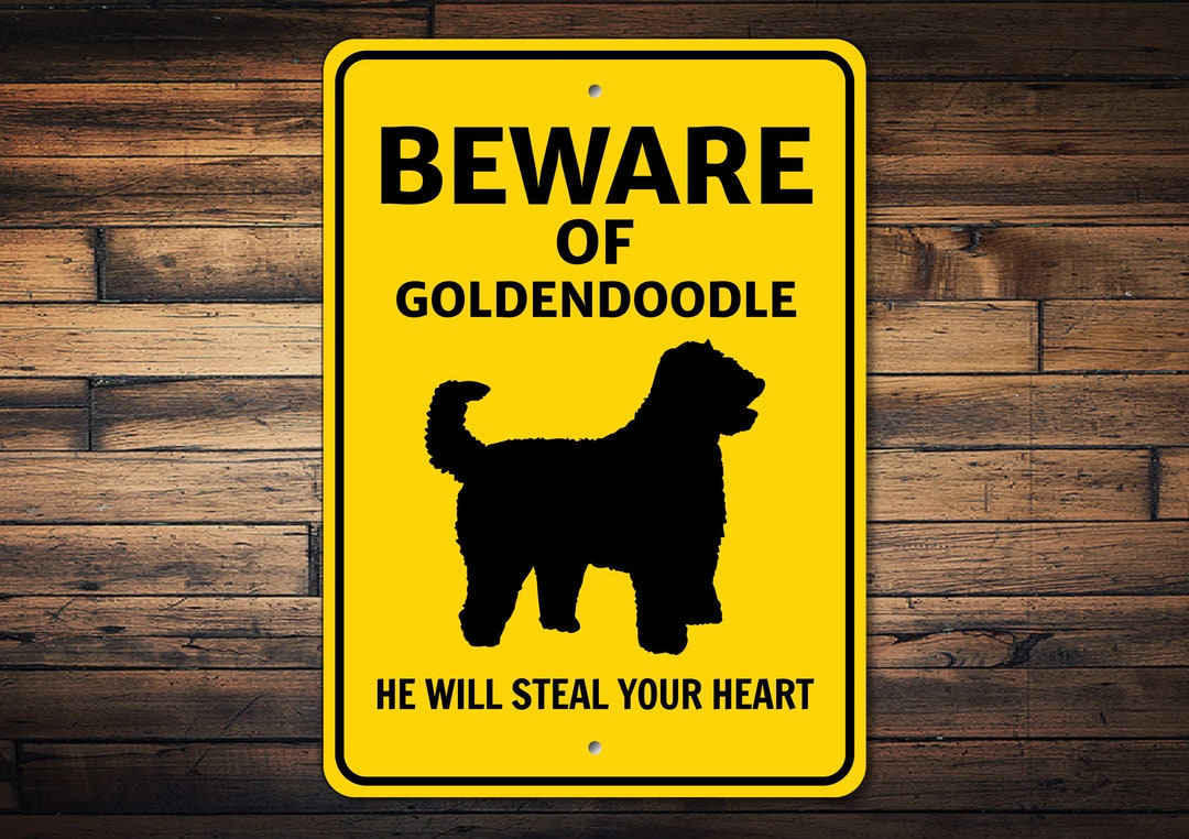 Goldendoodle Sign, Beware Dog Sign, Dog Silhouette Sign, Doodle Owner ...