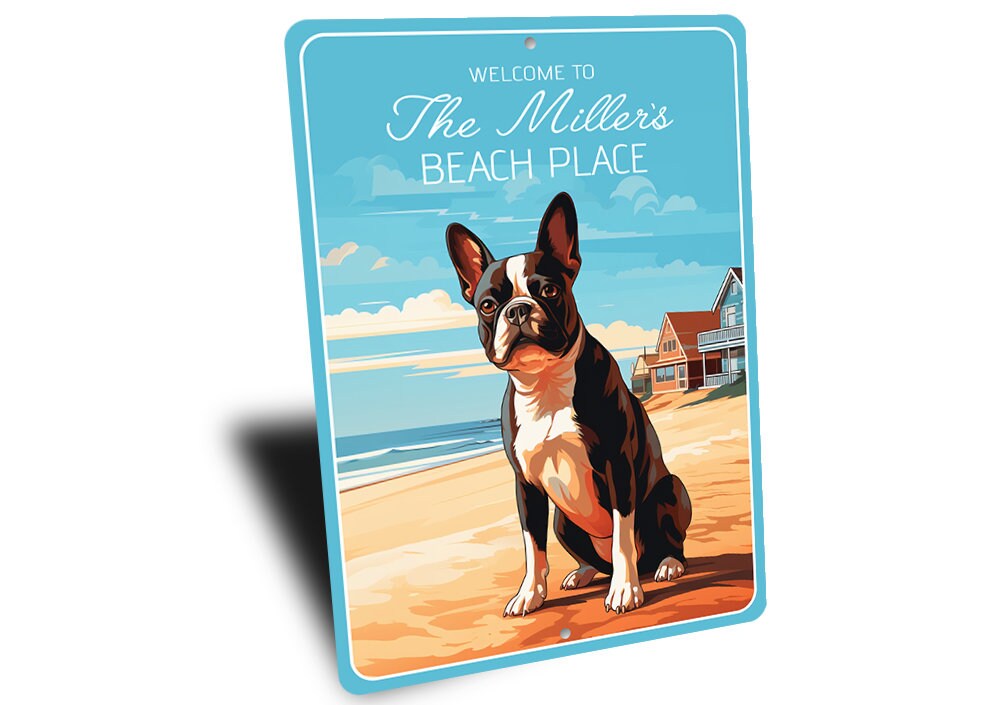 Boston Terrier Beach Sign, Boston Terrier Beach Gift, Beach Dog Sign ...