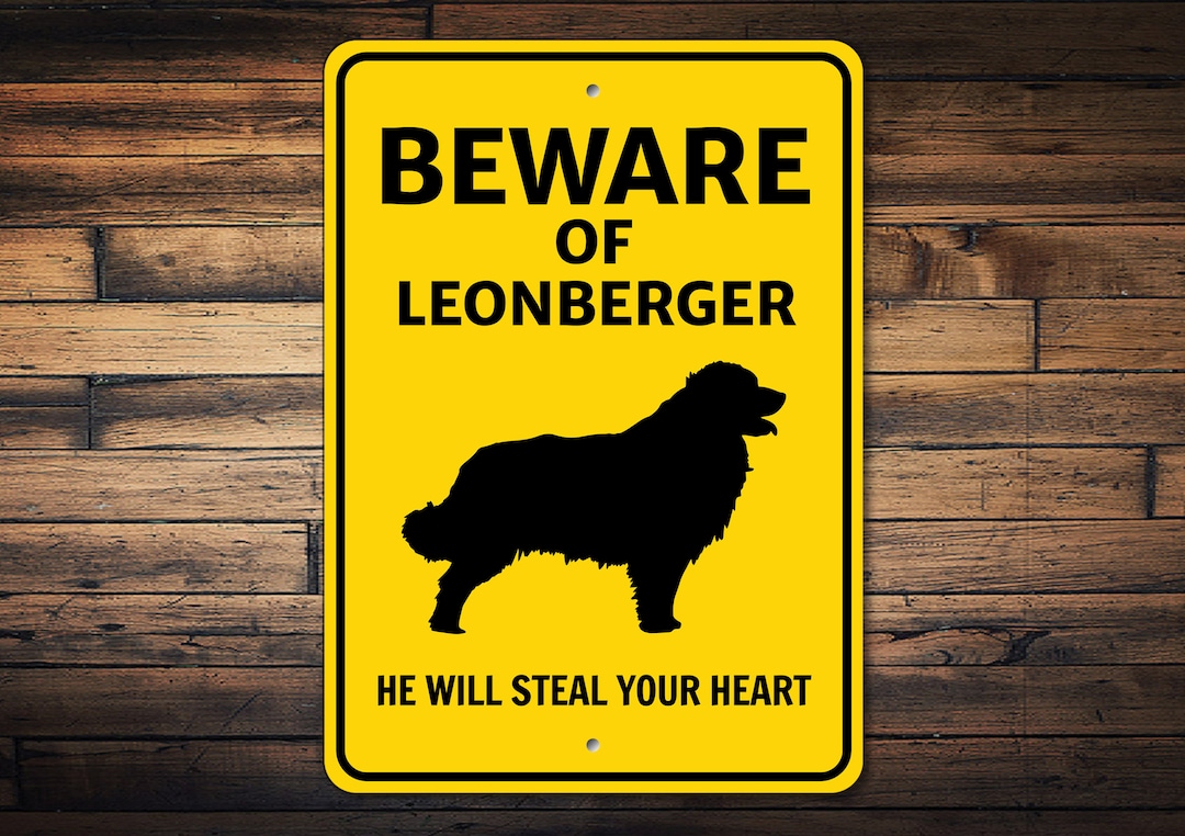Leonberger Sign, Beware Dog Sign, Dog Silhouette Sign, Leonberger Gift ...