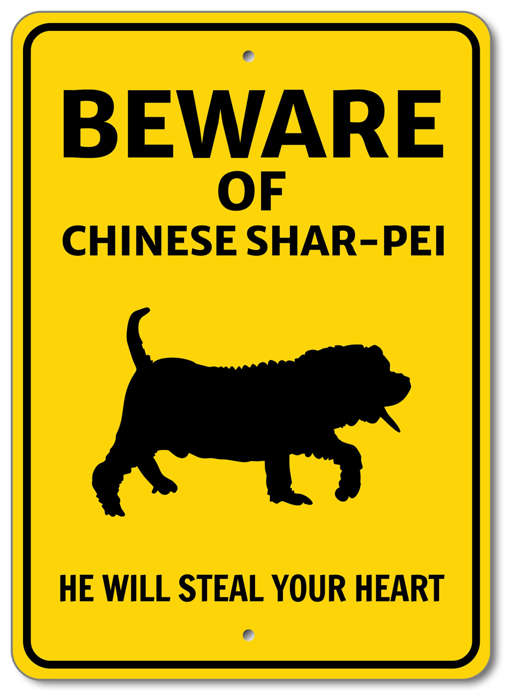 Chinese Shar-pei Sign, Beware Dog Sign, Dog Silhouette Sign, Shar-pei ...