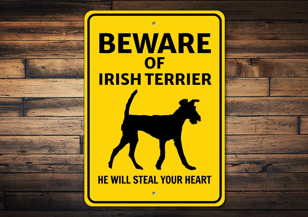 Irish Terrier Sign, Beware Dog Sign, Dog Silhouette Sign, Irish Terrier ...