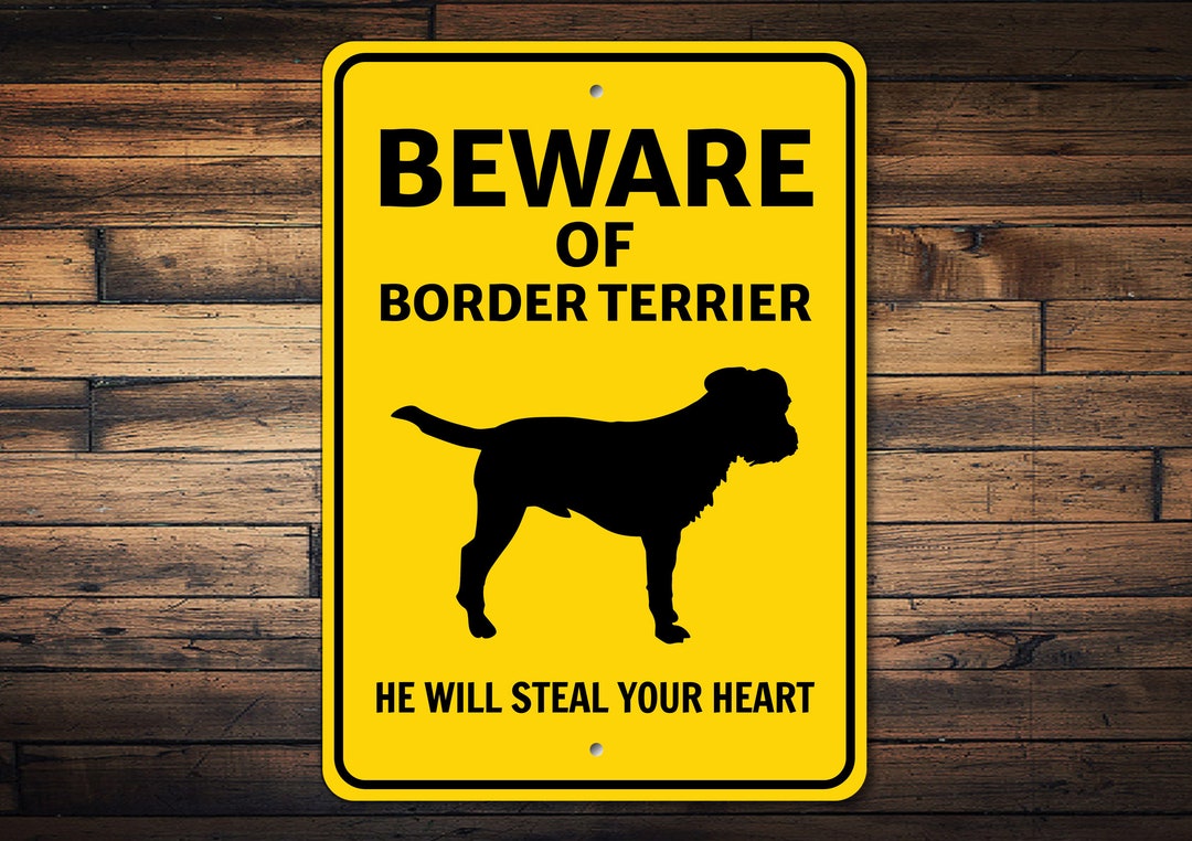 Border Terrier Sign, Beware Dog Sign, Terrier Wall Sign, Dog Breed ...