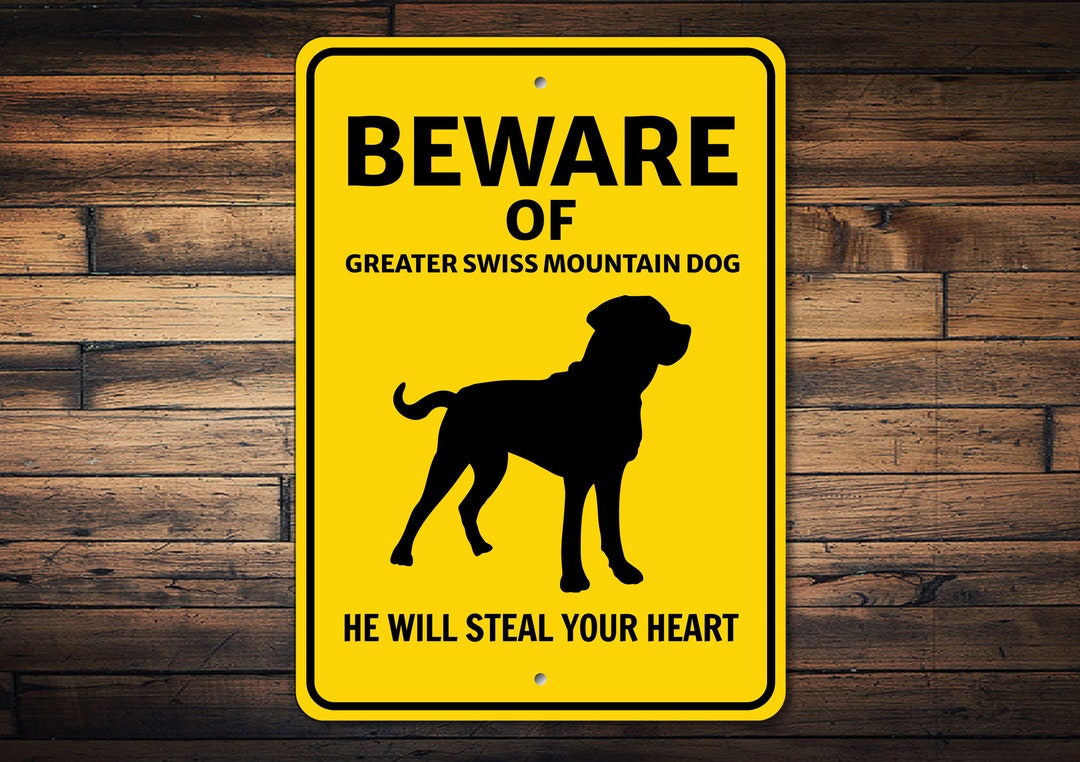 Greater Swiss Mountain Dog Sign, Beware Dog Sign, Dog Silhouette Sign ...
