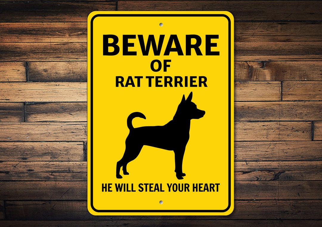 Rat Terrier Dog Sign, Beware Dog Sign, Dog Breed Sign, Rat Terrier Gift ...