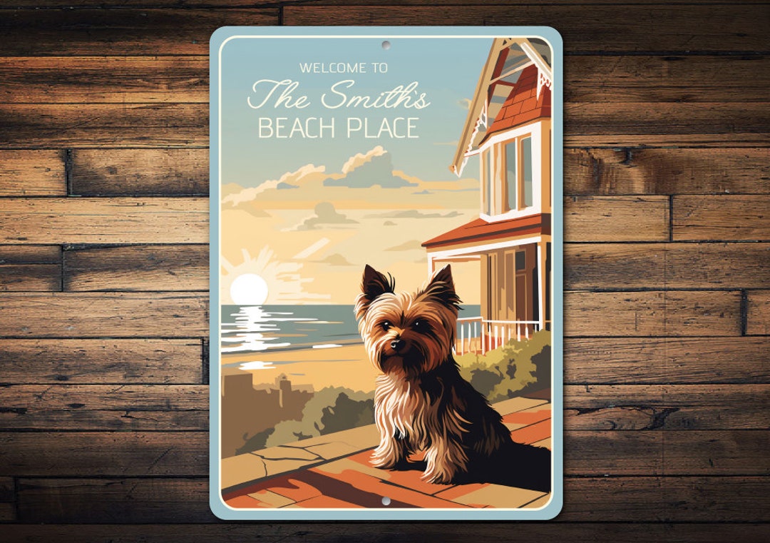 Yorkshire Wall Art, Yorkshire Dog Sign, Beach Dog Sign, Yorkshire Beach ...