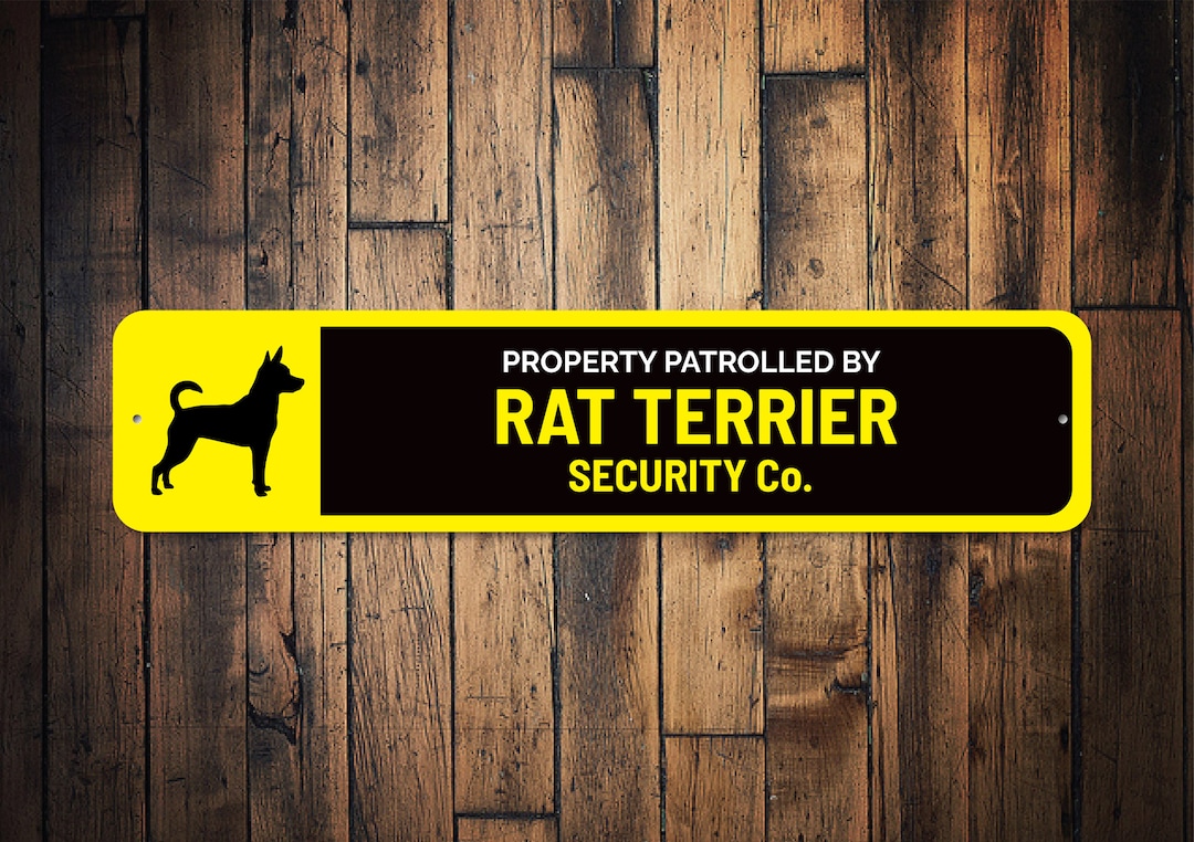 Rat Terrier Dog Security Sign, Dog Gate Sign, Patrol Dog Sign, Rat ...