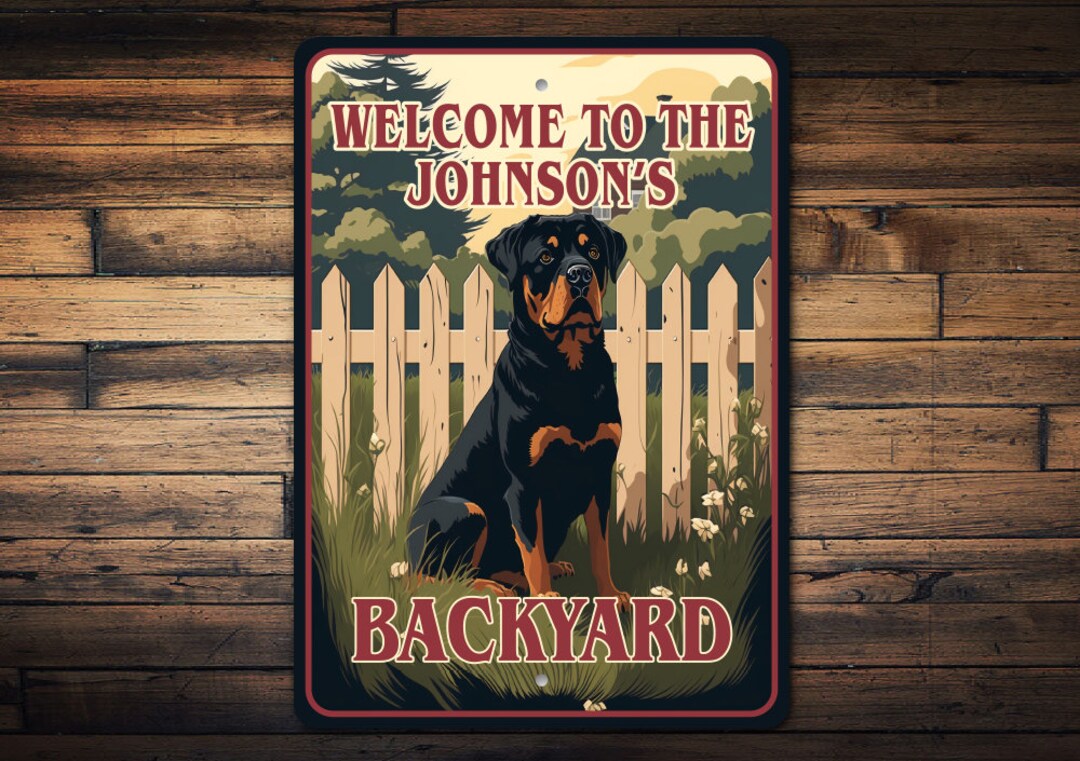 Custom Rottweiler Sign, Rottweiler Backyard Sign, Rottweiler Dog ...
