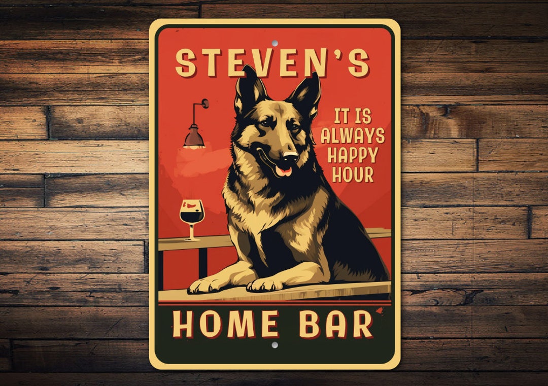 Personalized Dog Bar Sign, German Shepherd Bar Sign, Dog Lover Gift ...