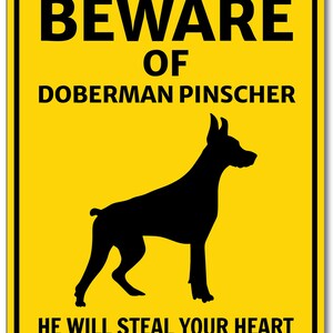 Doberman Pinscher Sign, Beware Dog Sign, Dog Silhouette Sign, Doberman ...