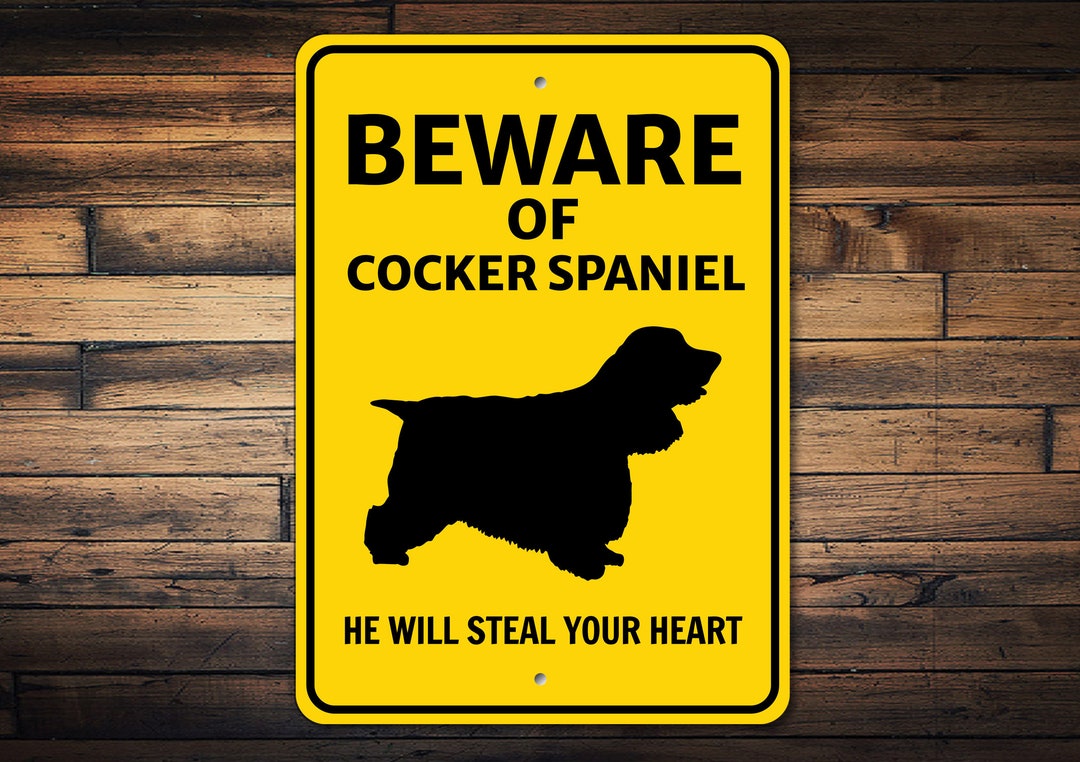Cocker Spaniel Sign, Beware Dog Sign, Dog Silhouette Sign, Cocker ...